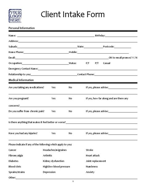 Client Intake Form For Energy Healing Pdf Energy Medicine