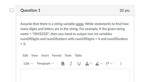 Solved Question 1 20 Pts Assume That There Is A String
