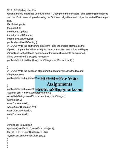 918 Lab Sorting User Ids Given A Main That Reads User Idpdf