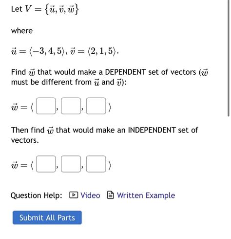Solved Let V U V W Where U V Find W That Chegg Com