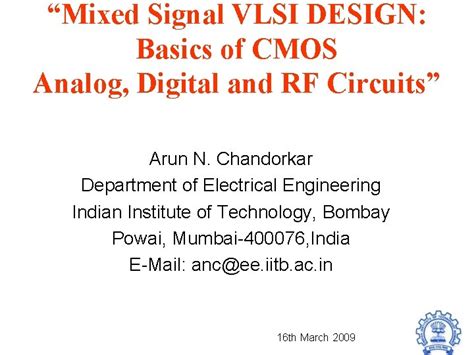 Mixed Signal Vlsi Design Basics Of Cmos Analog