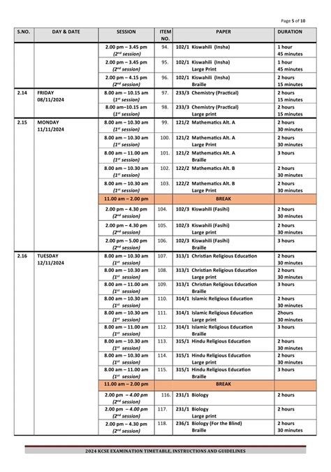 Kcse 2024 Timetable 2024 Kcse Examination Timetable Kcse 2024
