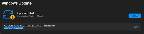 Windows Update Installing Azure Iot Eflow Fails On Windows 11