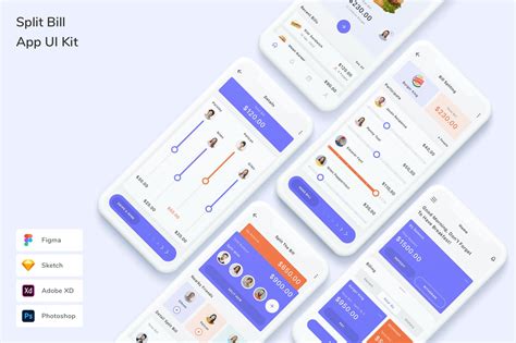 账单拆分 App UI Kit FIG PSD SKETCH XD 云瑞设计