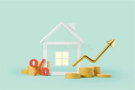 House With Gold Coins And Growing Arrow Interest Rate Stock