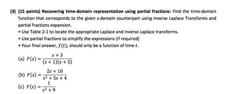 Solved Recovering Time Domain Representation Using Partial Chegg