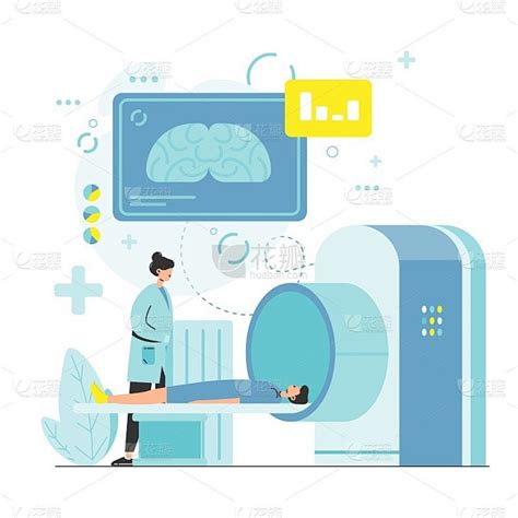 mri检查，ct扫描程序，矢量图。磁共振成像。核磁共振成像扫描仪 机器。素材 花瓣网