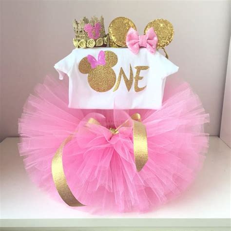 Atuendo para el primer cumpleaños de niña inspirado en Minnie en rosa ...
