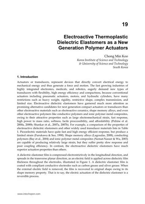 Pdf Electroactive Thermoplastic Dielectric Elastomers As A New