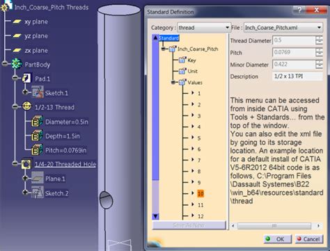 How To Setup Thread Standards In Catia Rand 3d Insights From Within