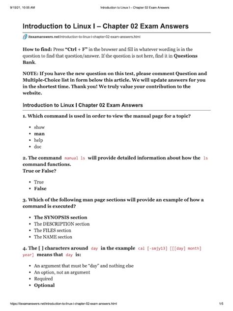 Introduction To Linux I Chapter 02 Exam Answers Pdf