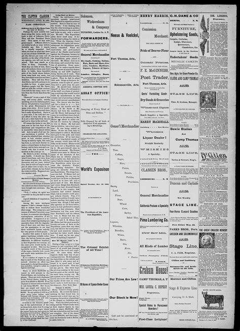 The Clifton Clarion 1885 04 29 Arizona Memory Project