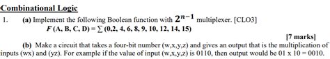 solved combinational logic 1 a implement the following