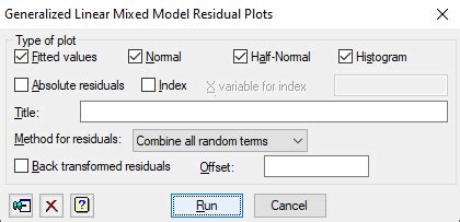 Generalized Linear Mixed Model Residual Plots Genstat V