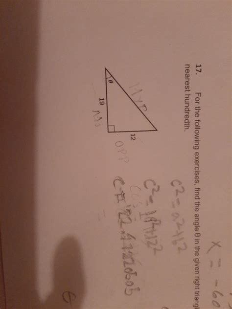 Solved For The Following Exercises Find The Angle In Chegg