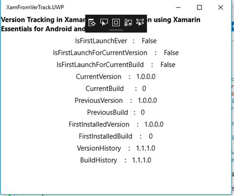 Version Tracking In Xamarin Forms Application Using Xamarin Essentials For Android And UWP