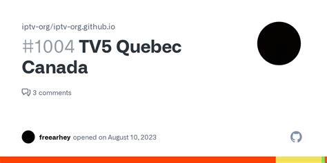Tv5 Quebec Canada · Issue 1004 · Iptv Orgiptv · Github