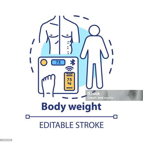 체중 측정 개념 아이콘입니다 환자 비만 싸움 엑스트라 웨이트 아이디어 얇은 라인 그림 전자 저울 신체 질량을 제어 벡터 절연
