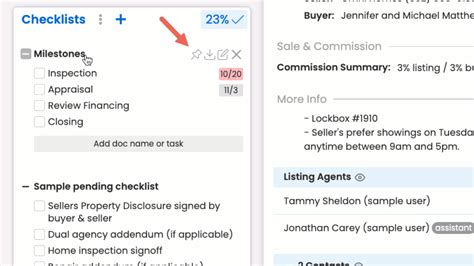 pin a checklist on a transaction paperless pipeline