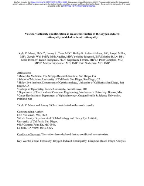 Pdf Vascular Tortuosity Quantification As An Outcome Metric Of The Oxygen Induced Retinopathy