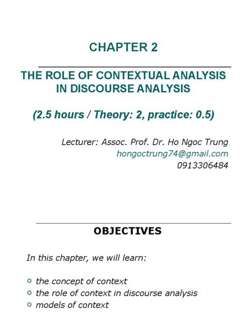 The Role Of Contextual Analysis In Discourse Analysis 25 Hours Theory 2 Practice 05