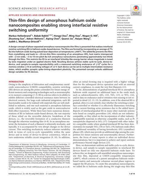 Pdf Thin Film Design Of Amorphous Hafnium Oxide Nanocomposites Enabling Strong Interfacial