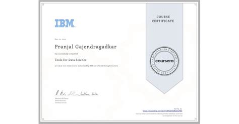 Earned Data Science Certificate With Ibm Pranjal Gajendragadkar