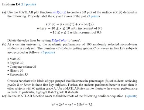 Solved A Use The Matlab Plot Function Surf X Y Z To Chegg