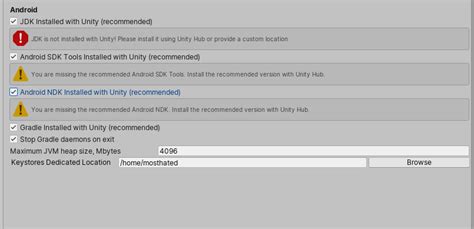 Android Jdk Sdk And Ndk Not Detected When Using Custom Install Location Unity Engine Unity