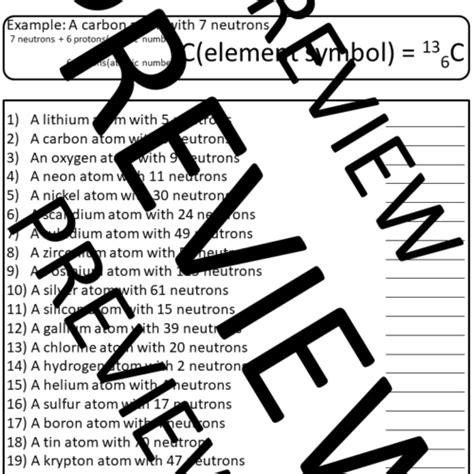 Isotope Notation Chemistry Worksheet 20 Problems With Answers Classful