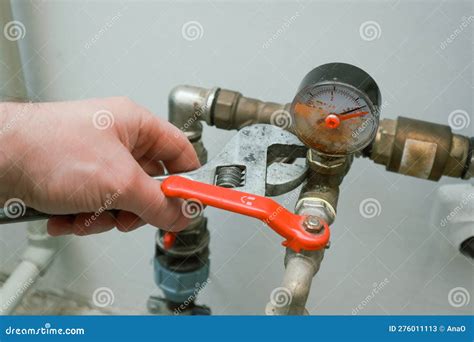 Replace Damaged Manometer Plumping Servise Bad Pressure Gauge In The Pipeline Metallic