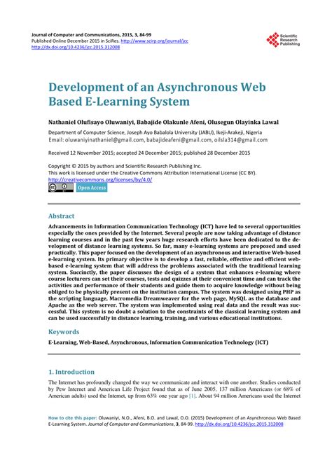 Pdf Development Of An Asynchronous Web Based E Learning System