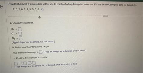solved provided below is a simple data set for you to