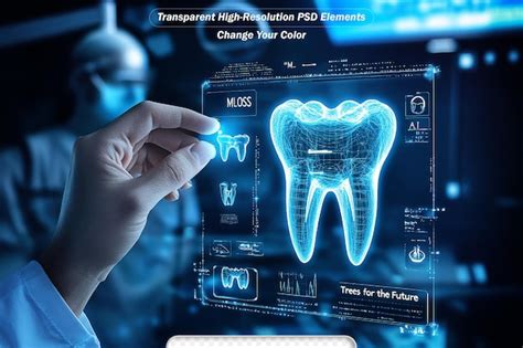 tooth organ human in microchip processor circuit board hud interface hologram premium ai
