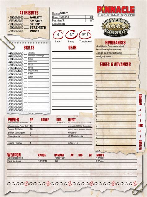 Swade Character Sheet Pdf