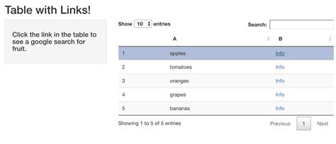 R Turn Row Values Of Datatable Into Hyperlinks That Pass Corresponding Row Values Stack
