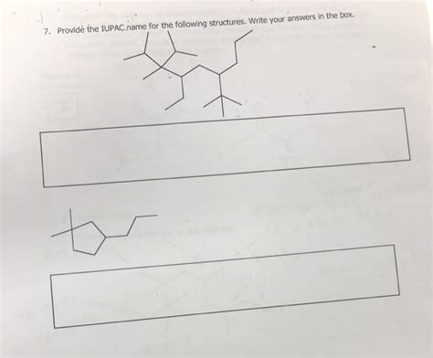 Solved Provide The IUPAC Name For The Following Chegg