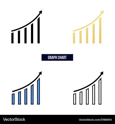 Flat Graph Chart Icon Set Growth Symbol Royalty Free Vector