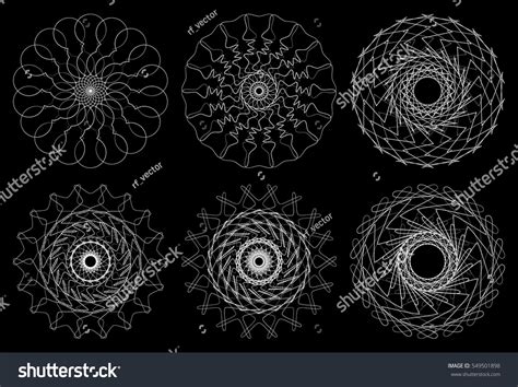 Circular Geometric Elements Rotating Radiating Shapes Stock Vector