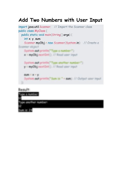SOLUTION Java Add Two Numbers With User Input Studypool