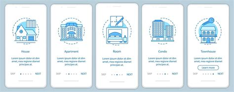 Real Estate Onboarding Mobile App Page Screen With Linear Concepts