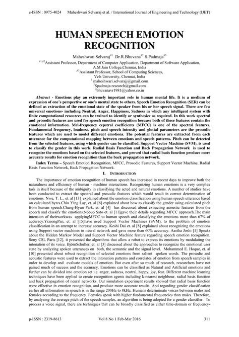 PDF Human Speech Emotion Recognition