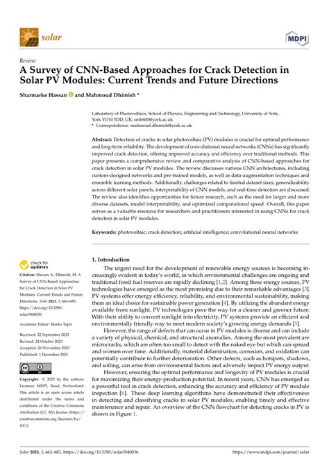 Pdf A Survey Of Cnn Based Approaches For Crack Detection In Solar Pv