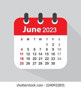 June 2023 Calendar Leaf Illustration Vector Stock Vector Royalty Free