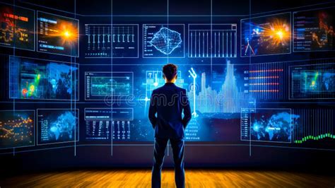Man In Suit Standing In Front Of Large Display Of Data Generative Ai