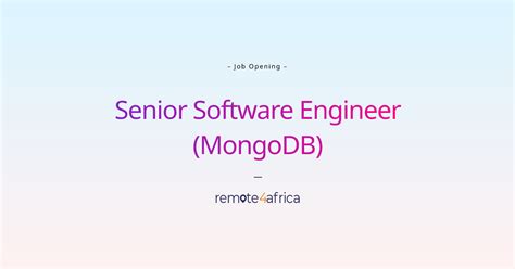 Remote Senior Software Engineer Mongodb Job At Internet Software