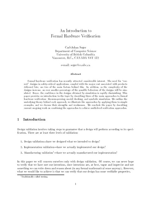 Introduction To Formal Hardware Verifica Pdf Mathematical Proof Logic