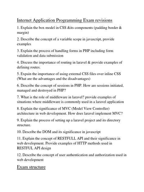 Internet Application Programming Exam Revisions 071821 Pdf