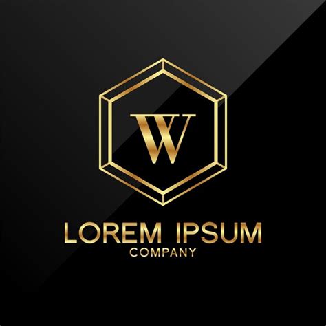 편지 W 크라운 골든 프리미엄 로고 디자인 프리미엄 벡터