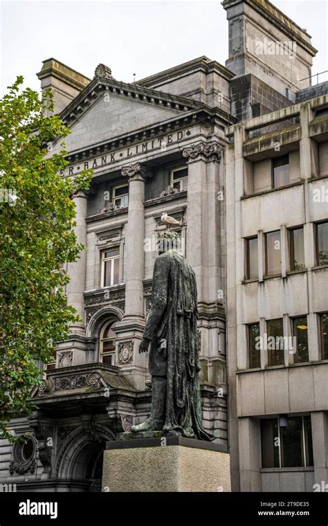Statue Of The Irish Politician And Lawyer Henry Grattan With A Pigeon